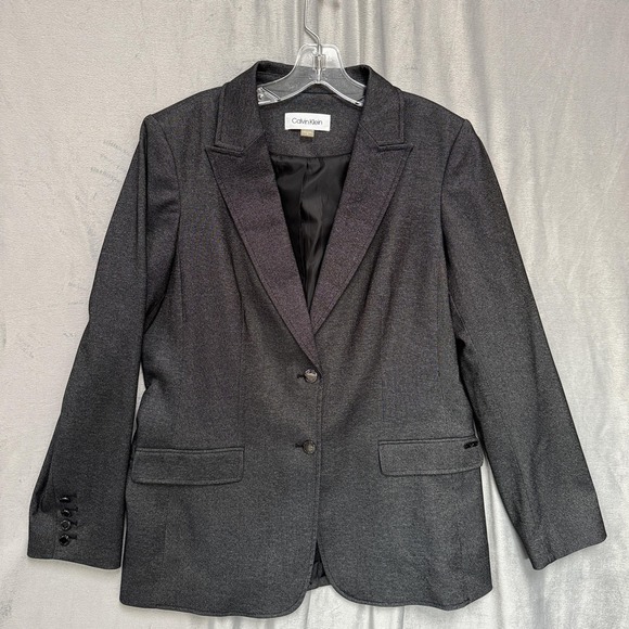 Calvin Klein | Jackets & Coats | Calvin Klein Blazer Womens 4 Gray ...